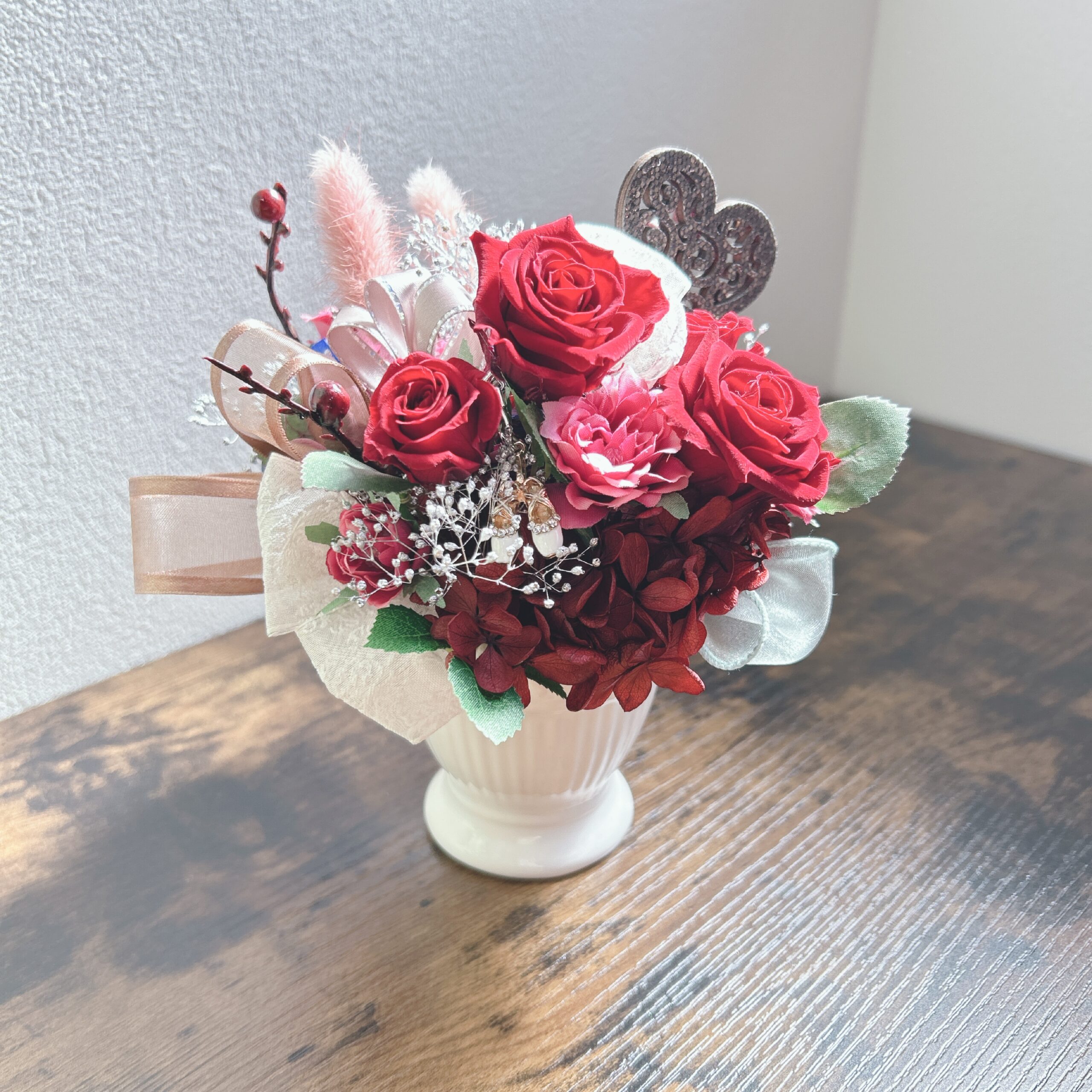 千葉市からお越しの生徒様＊フラワーアレンジメントレッスン作品 | 千葉市花見川区のフラワーアレンジメント・ポーセラーツ教室｜flower BASE(フラワーベース)